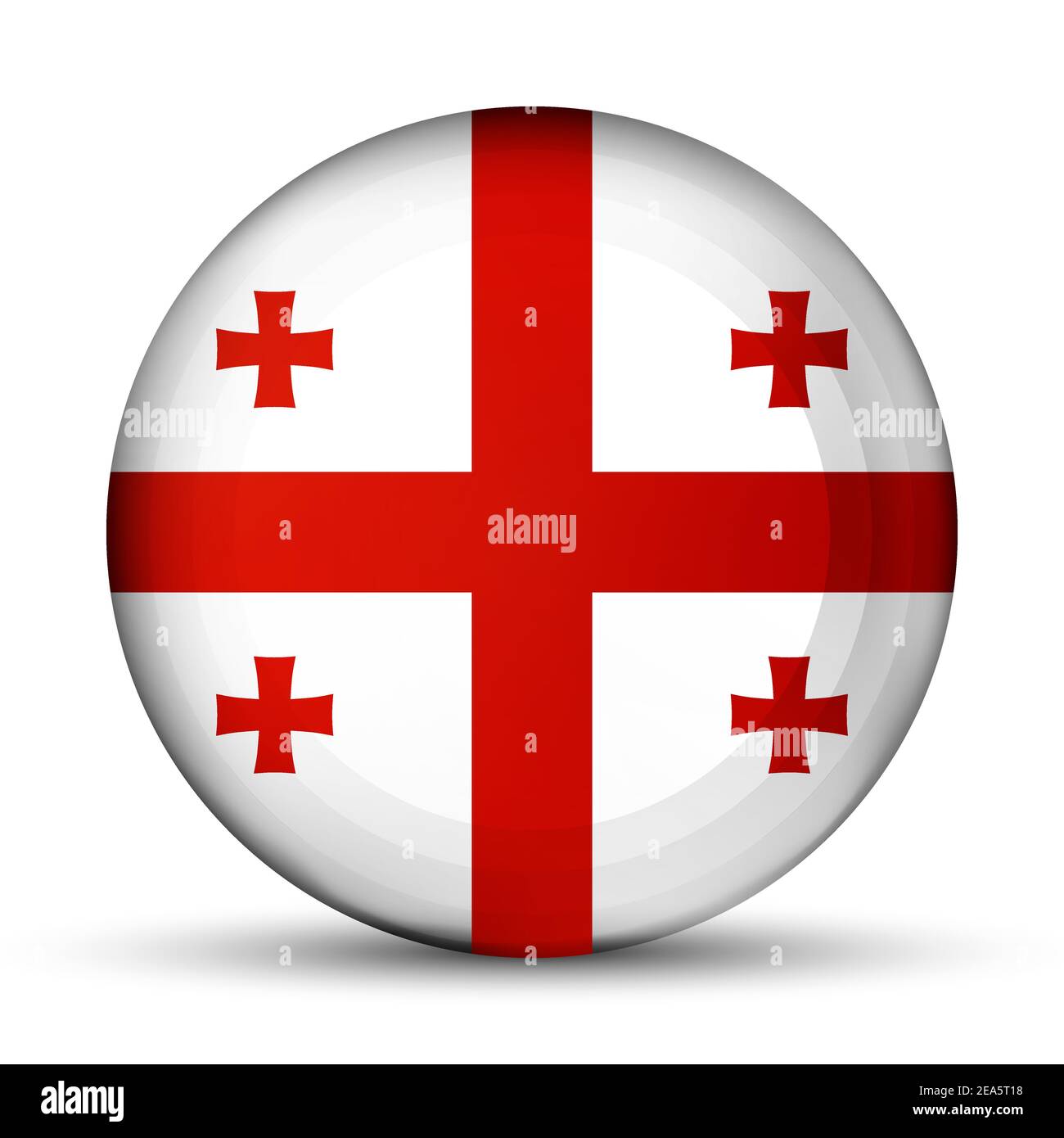 Glass light ball with flag of Georgia. Round sphere, template icon ...