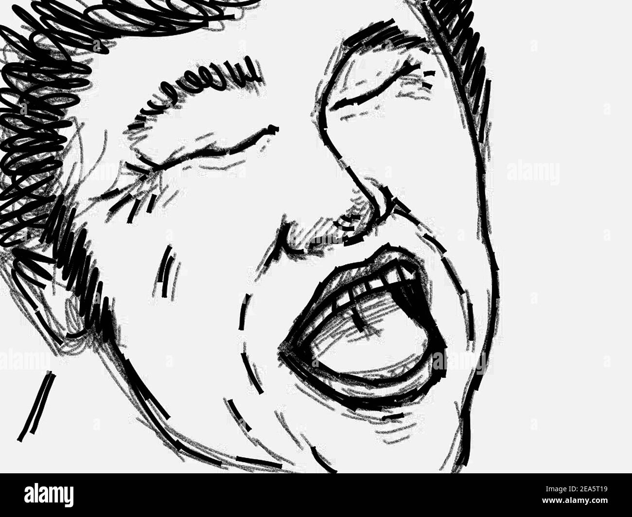 Art Drawing Abstract , copic marker color funny Face man Stock Photo ...