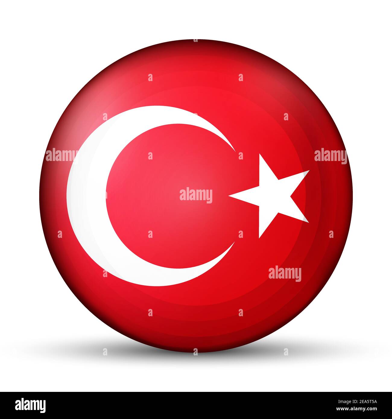 Glass light ball with flag of Turkey. Round sphere, template icon ...