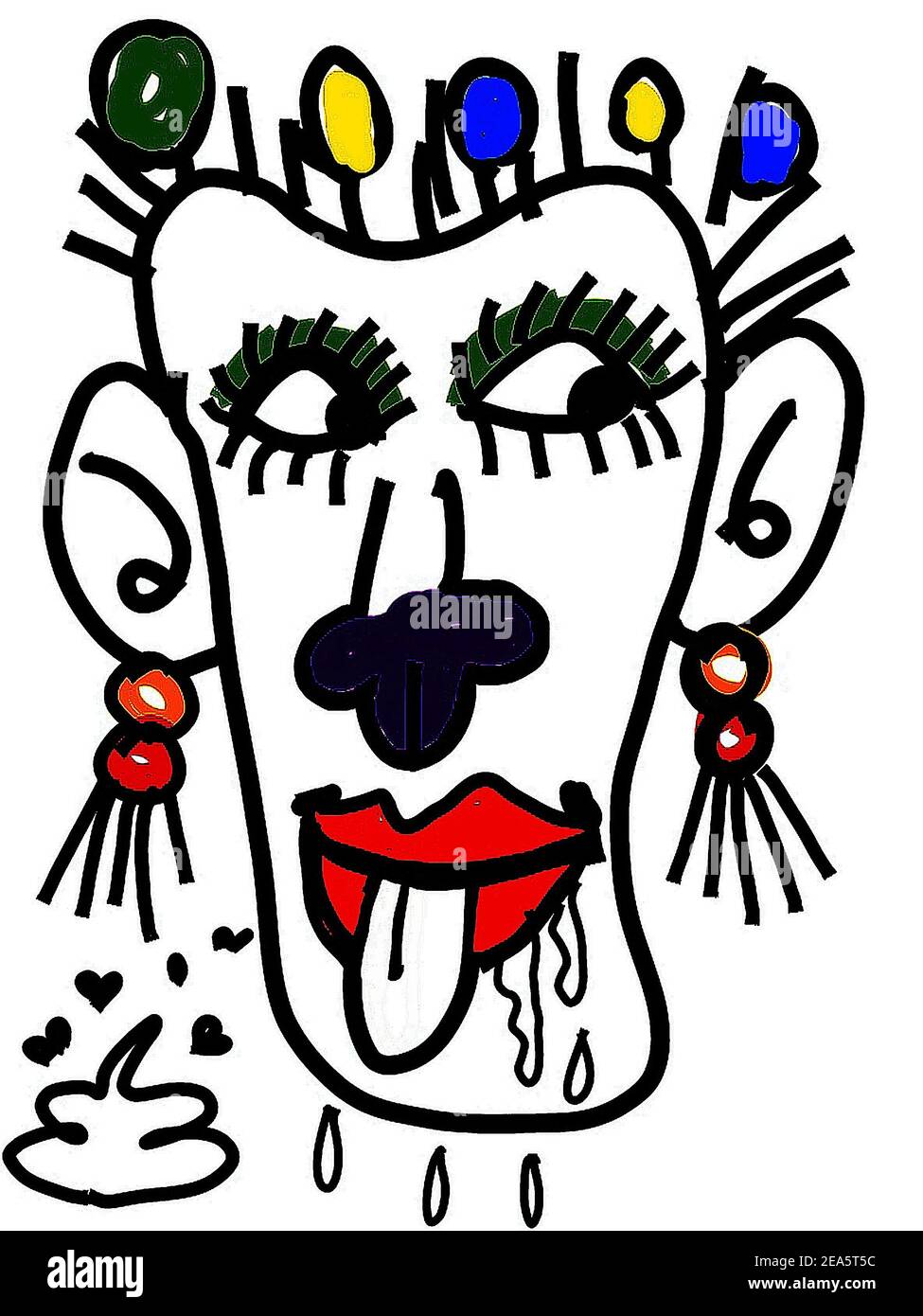 Art Drawing Abstract , copic marker color funny Face man Stock Photo ...