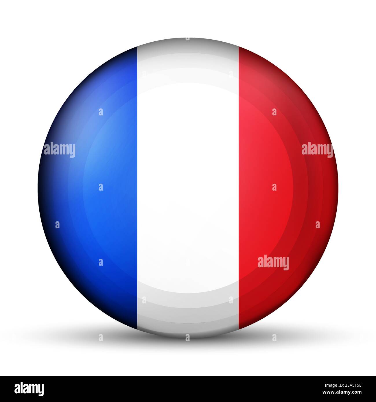 Glass light ball with flag of France. Round sphere, template icon ...