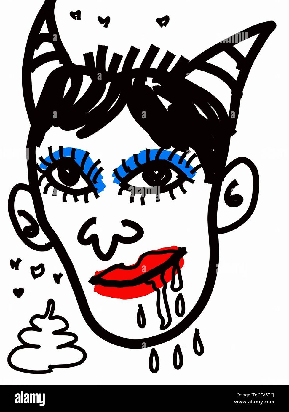 Art Drawing Abstract , copic marker color funny Face man Stock Photo ...