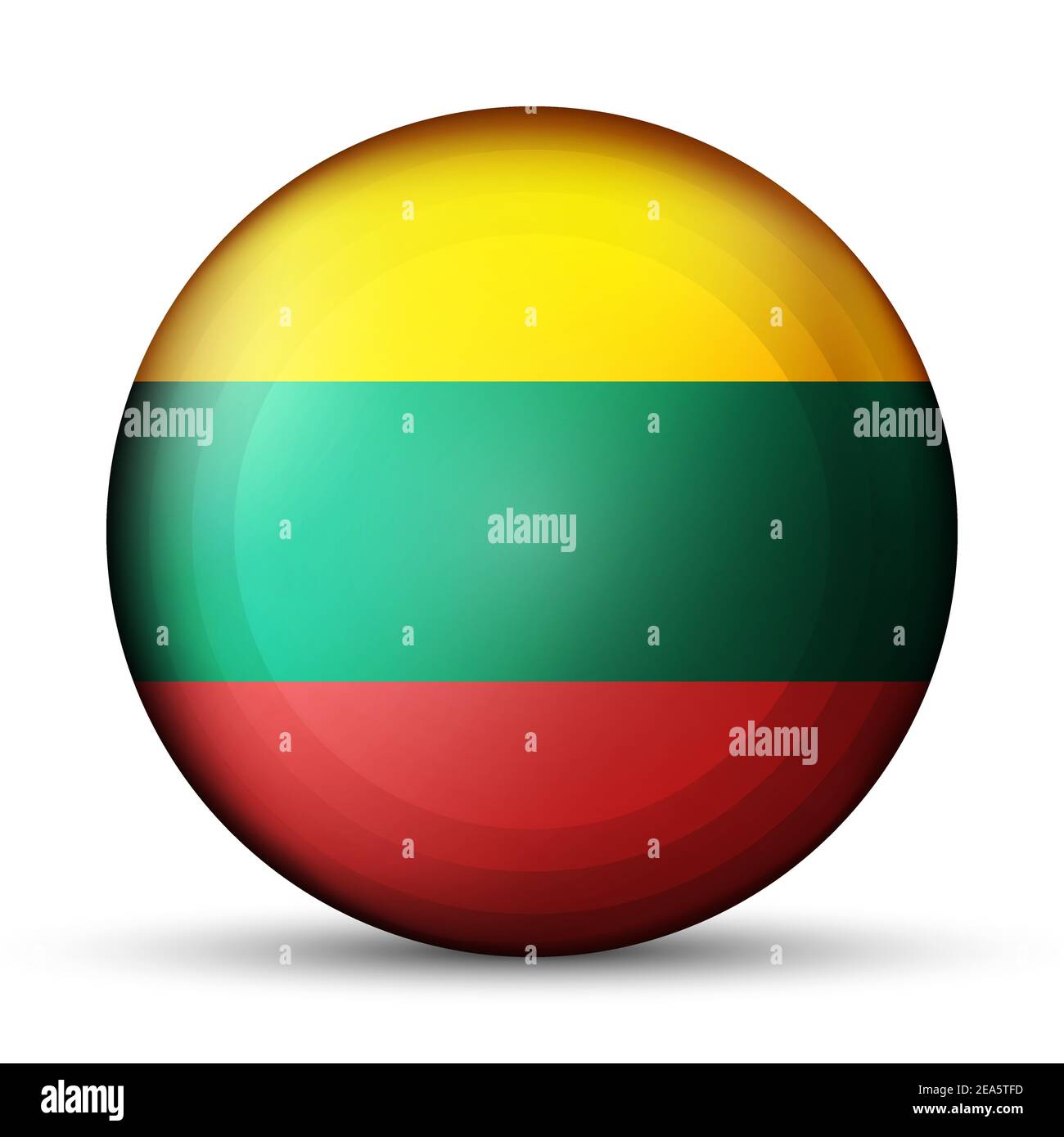 Glass light ball with flag of Lithuania. Round sphere, template icon ...