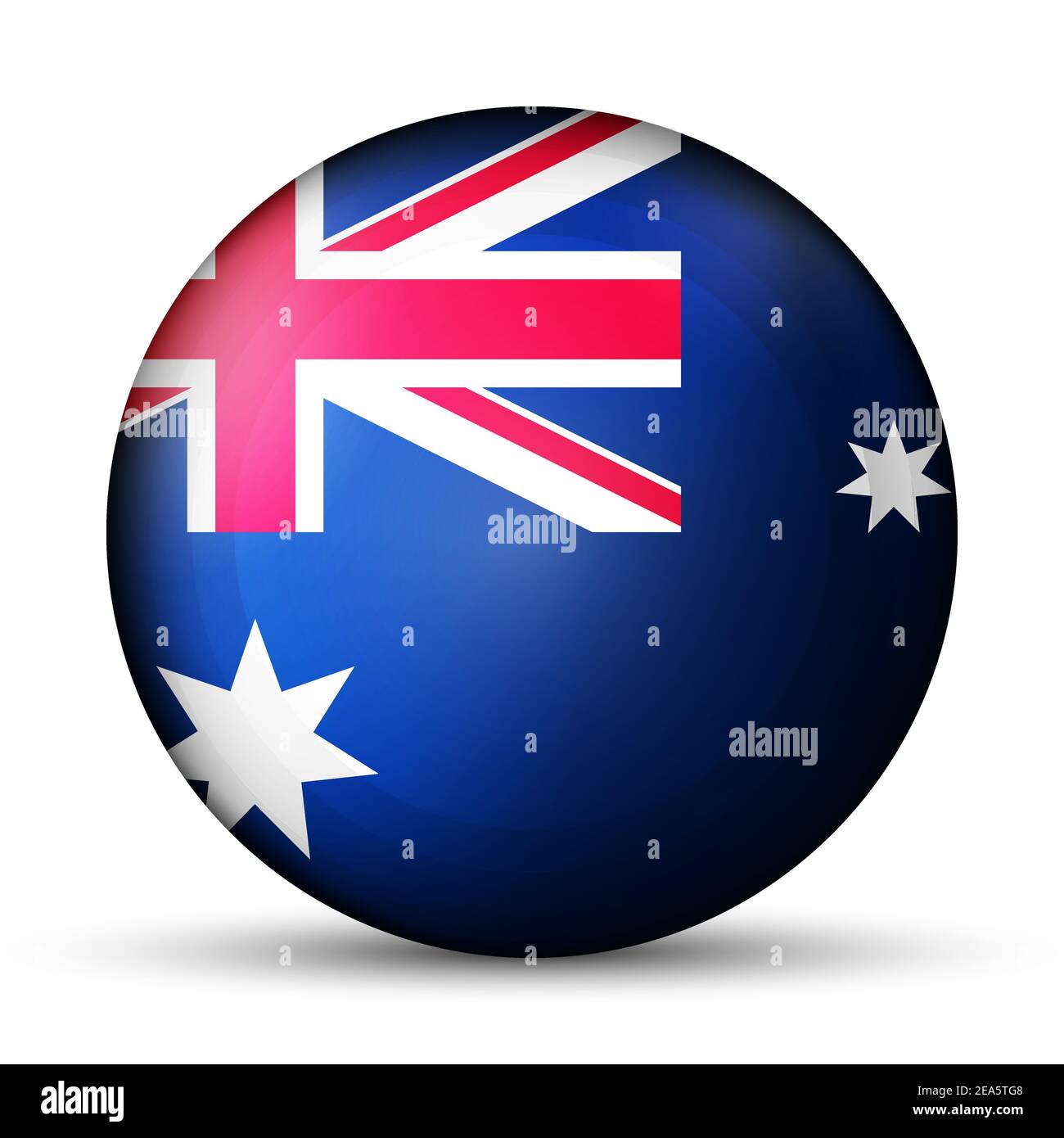 Glass light ball with flag of Australia. Round sphere, template icon ...