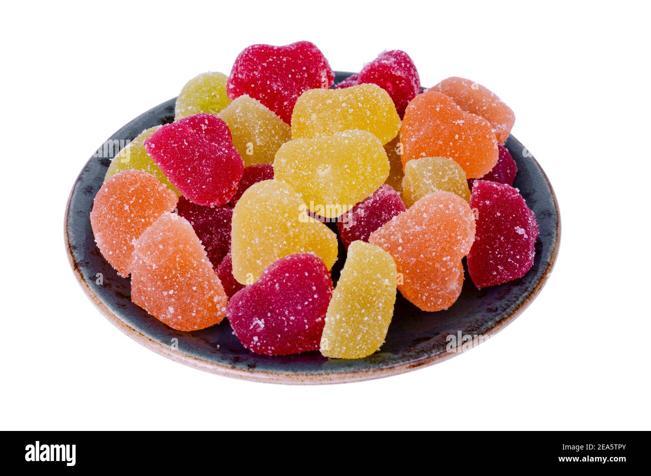 Fruit jelly marmalade of different colors on white background Stock ...