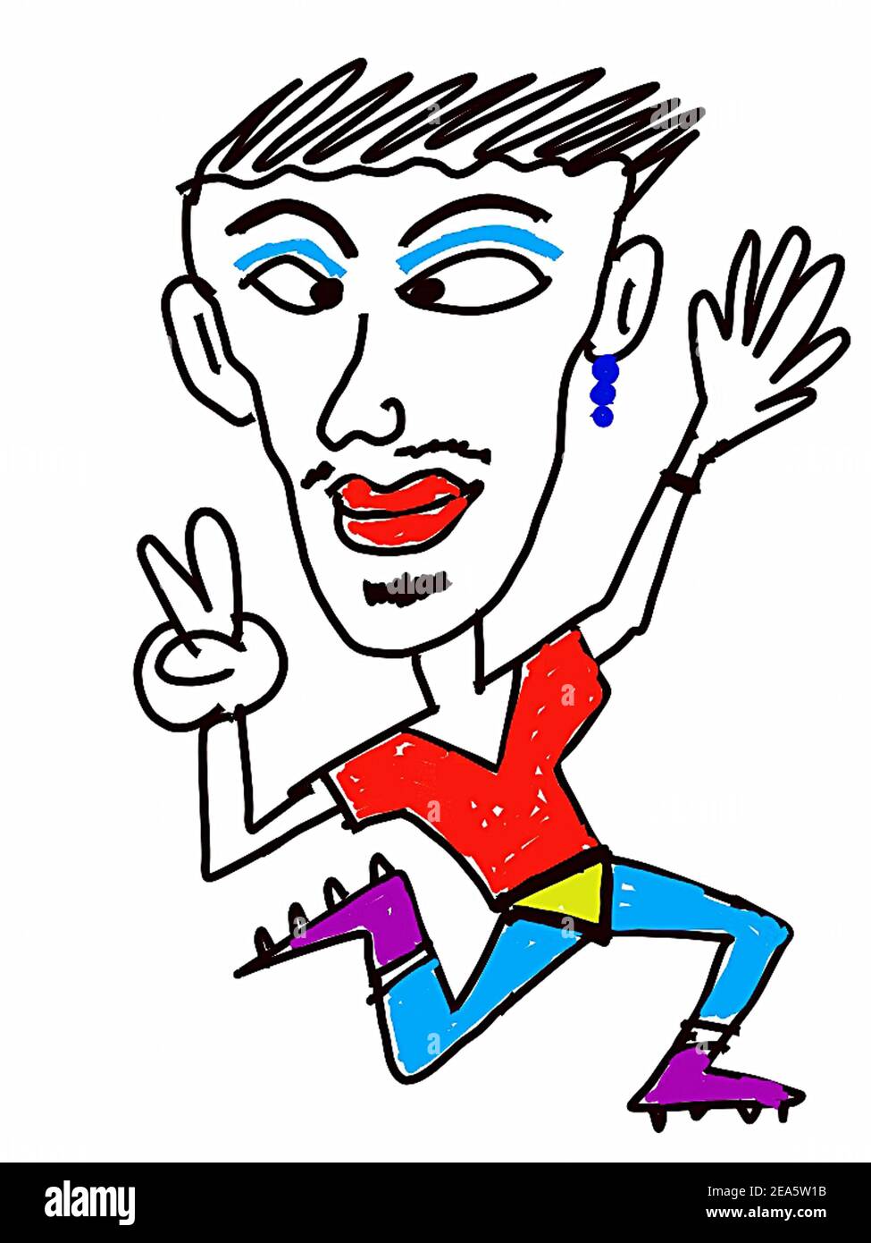 Art Drawing Abstract , copic marker color funny Face man Stock Photo ...