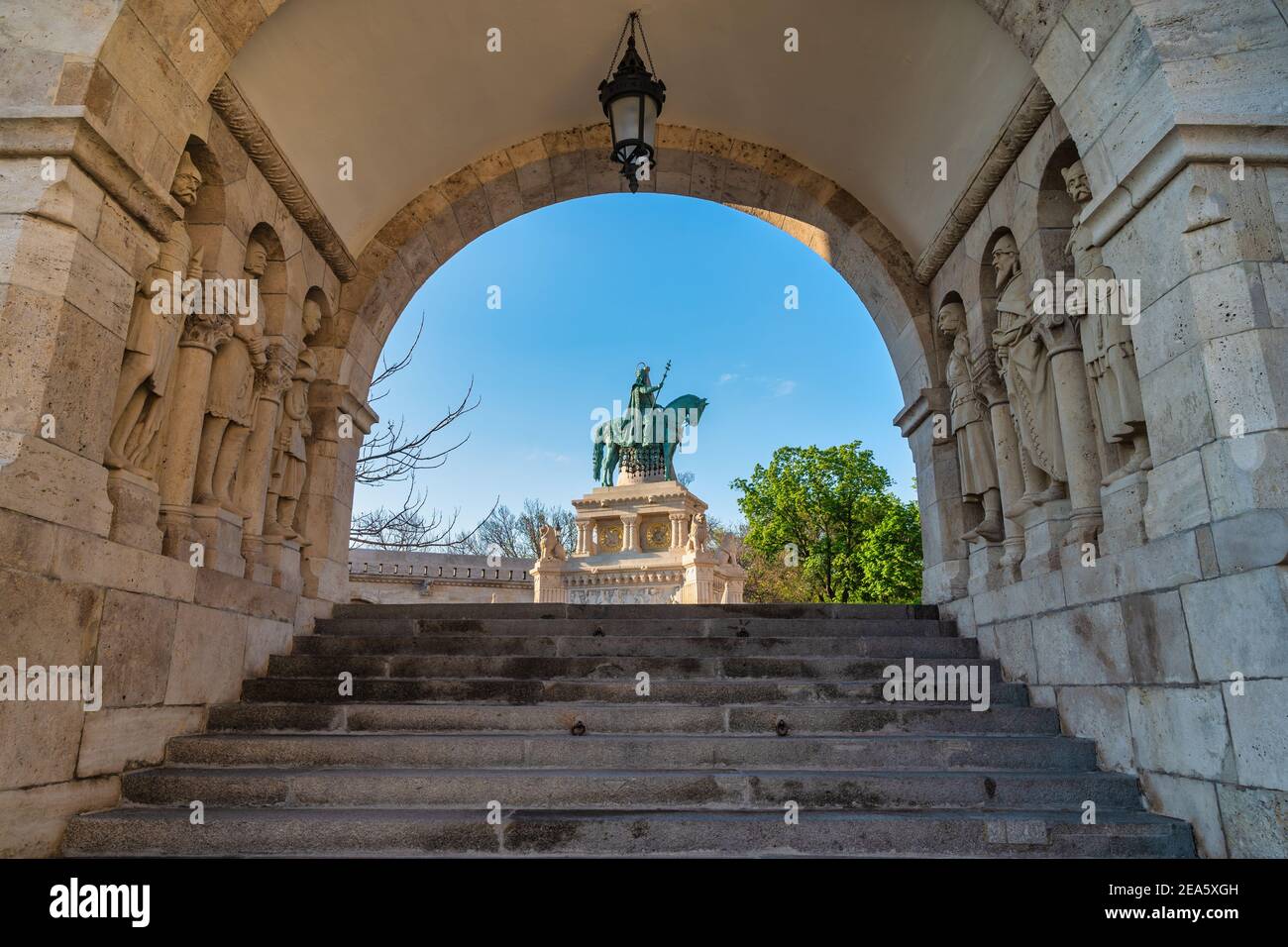 Budapest Hungary, city skyline at Fisherman's Bastion Gate Stock Photo ...