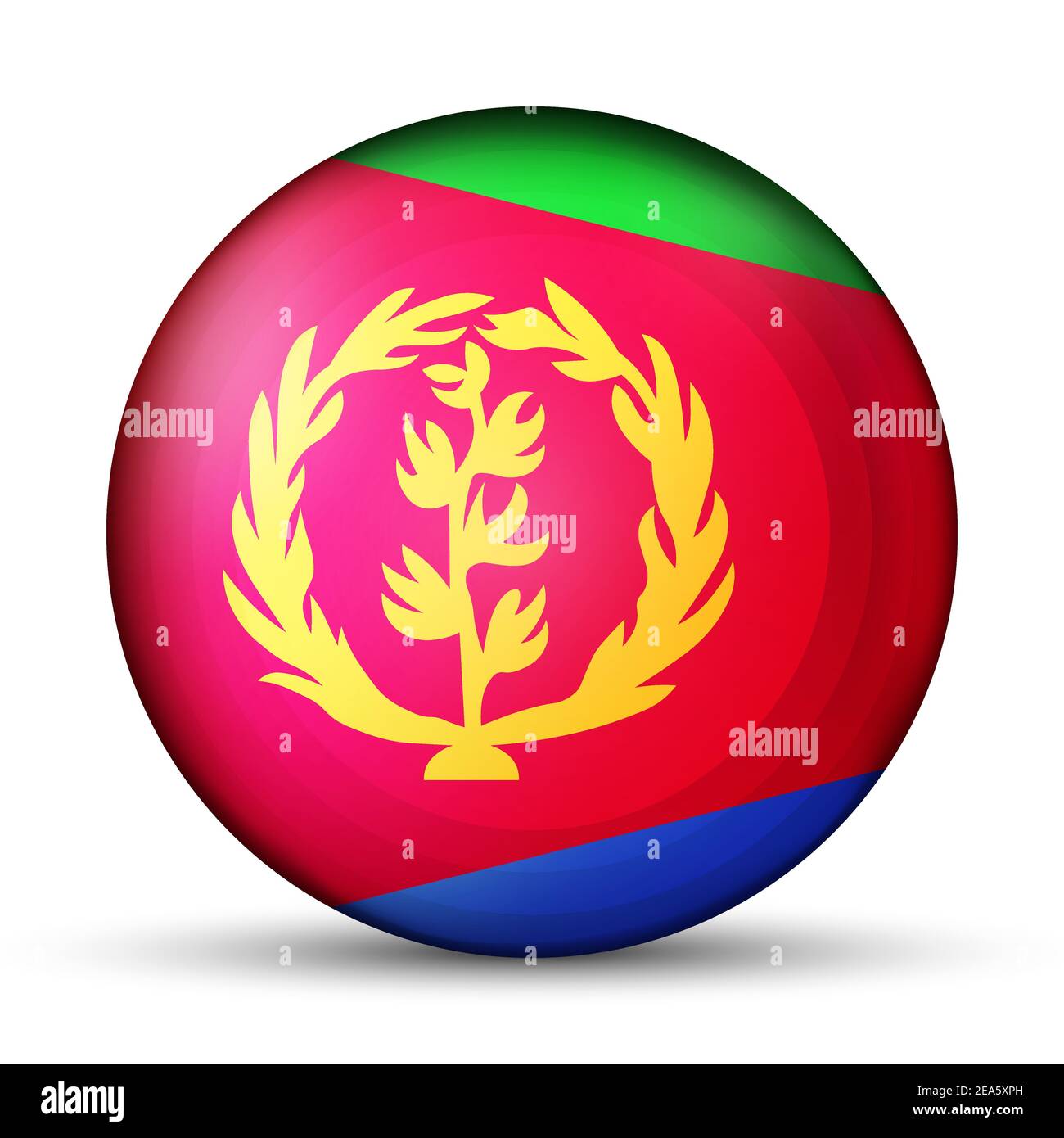 Glass light ball with flag of Eritrea. Round sphere, template icon. Eritrean national symbol ...