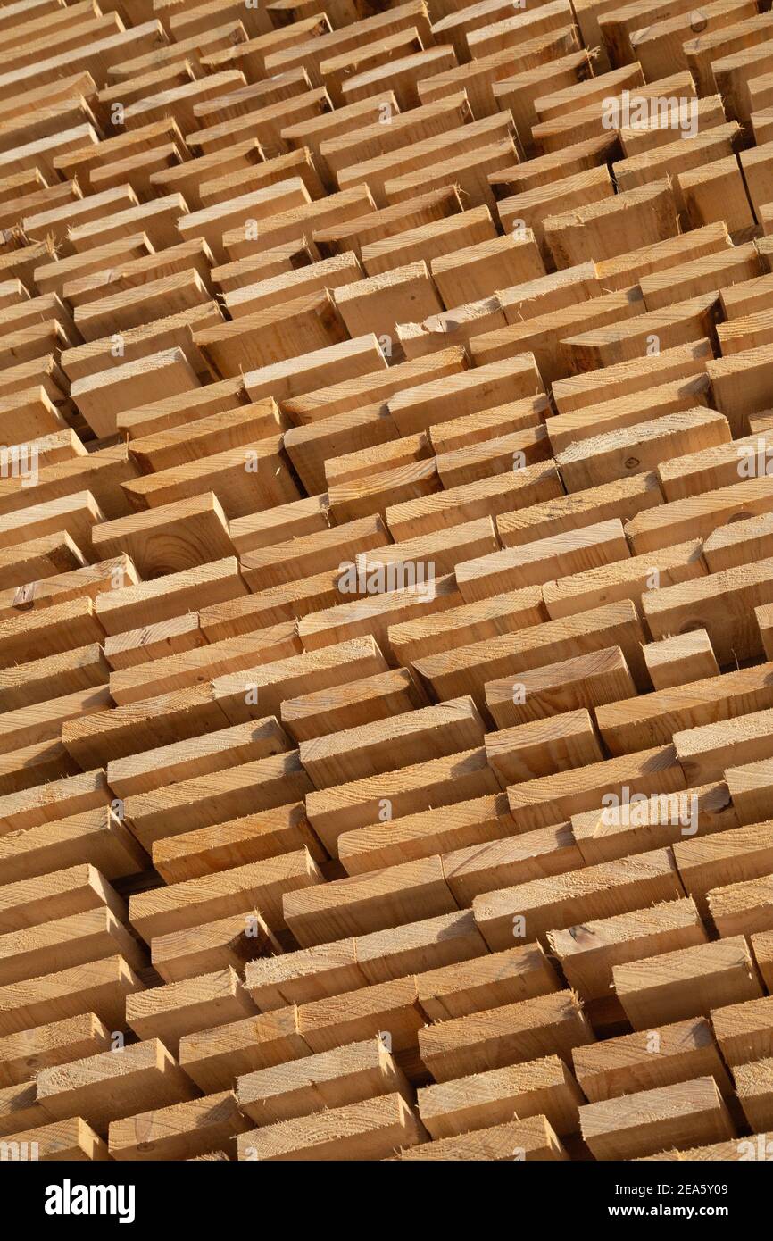 Stack of new wooden studs at the lumber yard Stock Photo - Alamy
