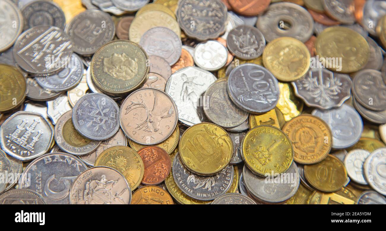 Collection of the old circulated coins, various countries and ...
