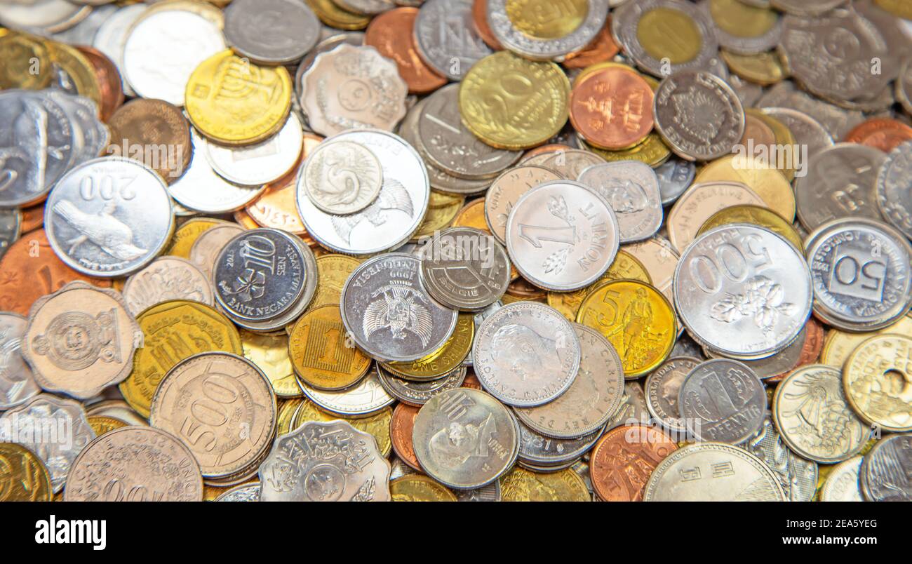 Collection of the old circulated coins, various countries and ...