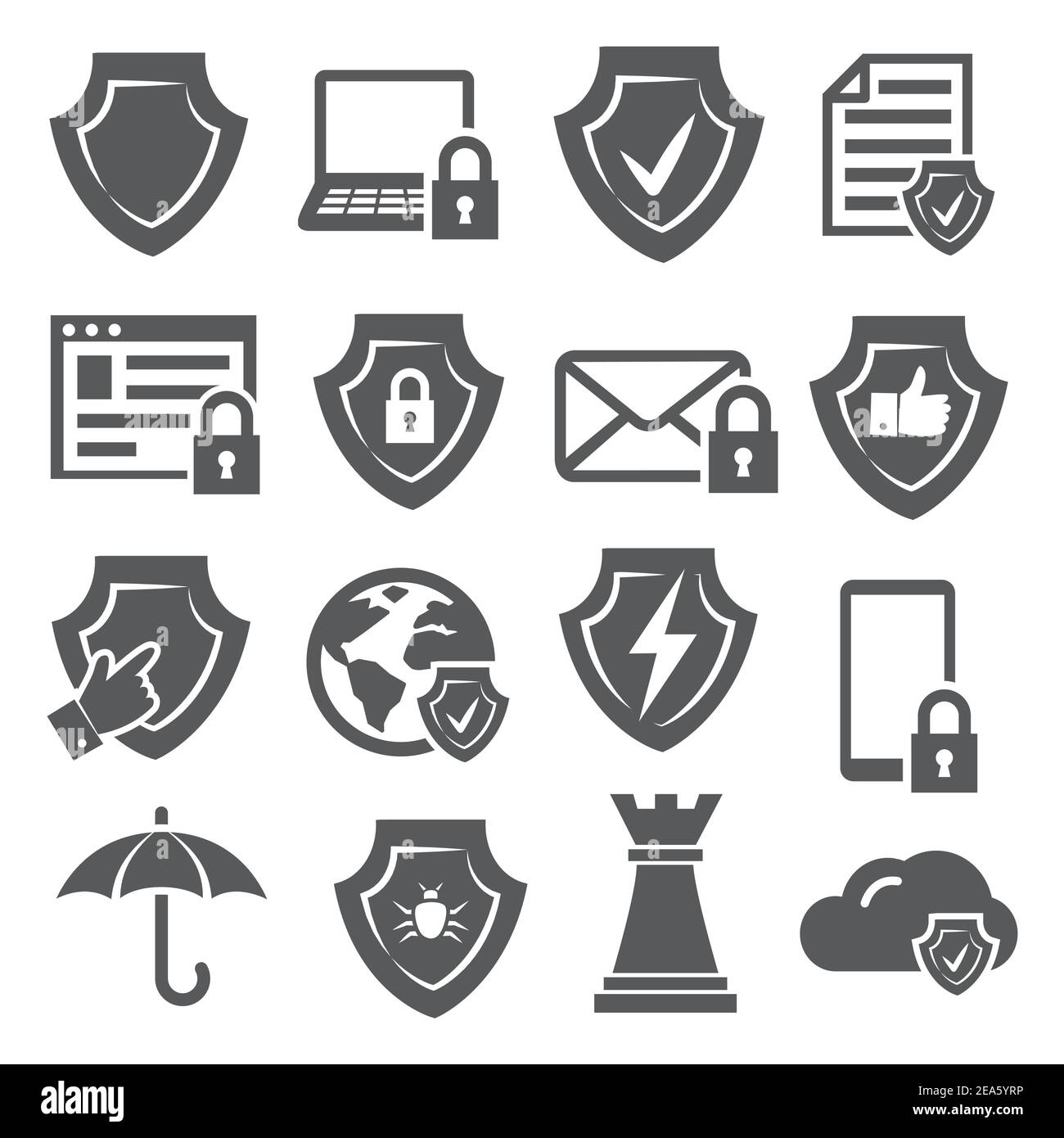 Secure and Shield Icons on white background Stock Vector Image & Art ...