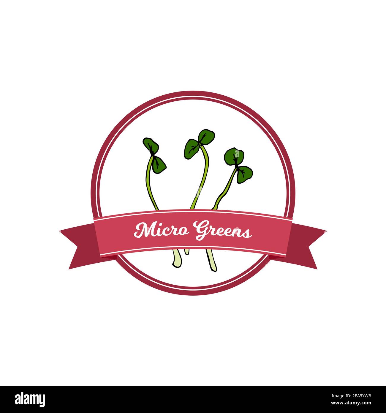 Micro greens logo with hand drawn elements. Vector illustration in ...