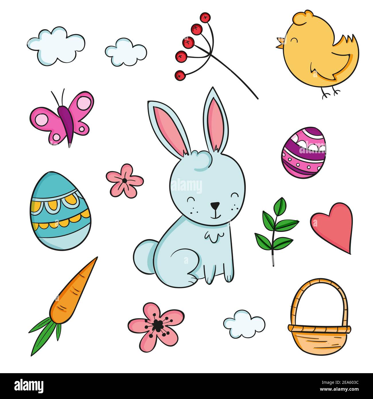 Hand drawn easter element collection Vector illustration Stock Vector ...