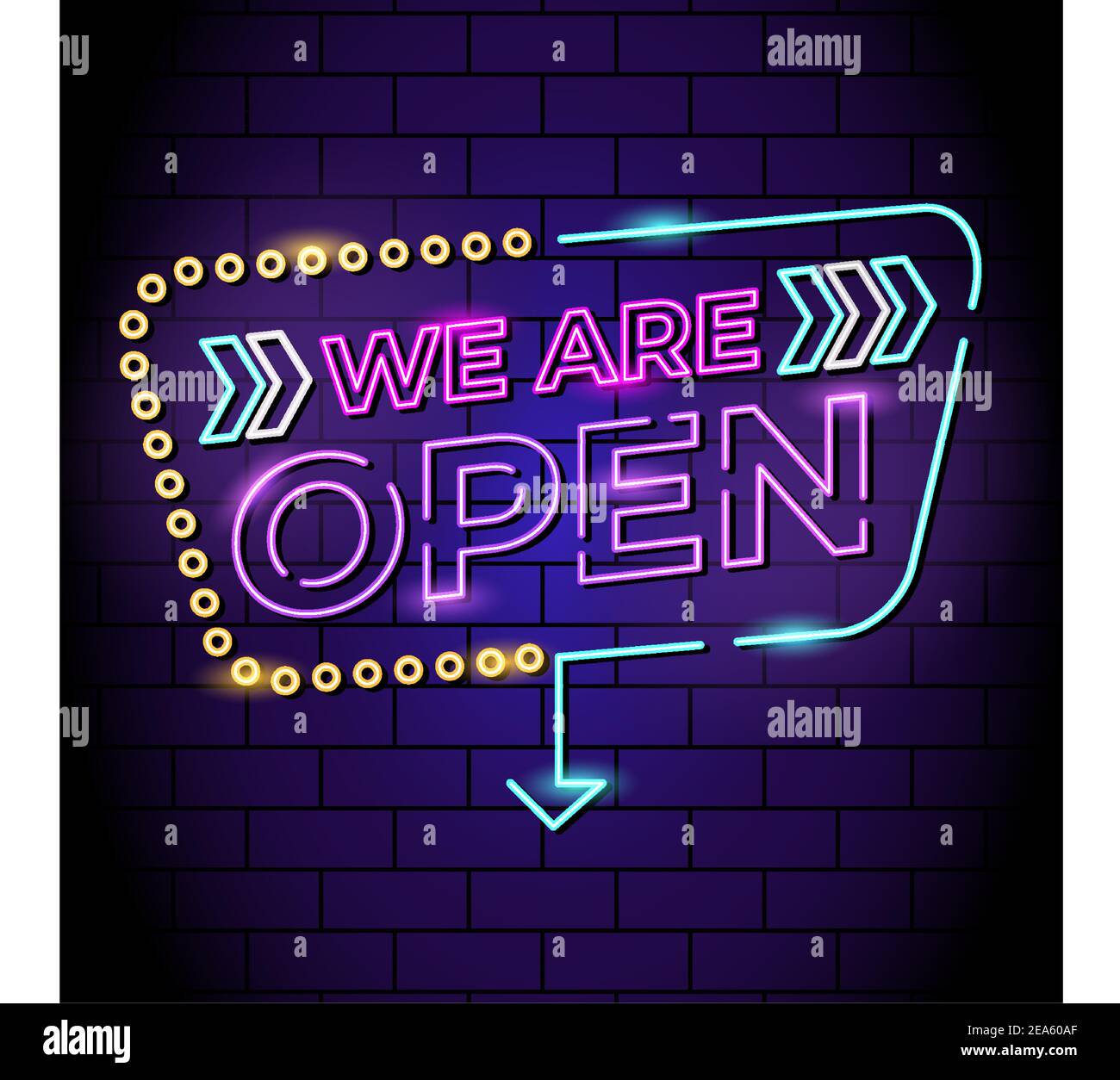 Neon we are open sign Vector illustration Stock Vector Image & Art - Alamy