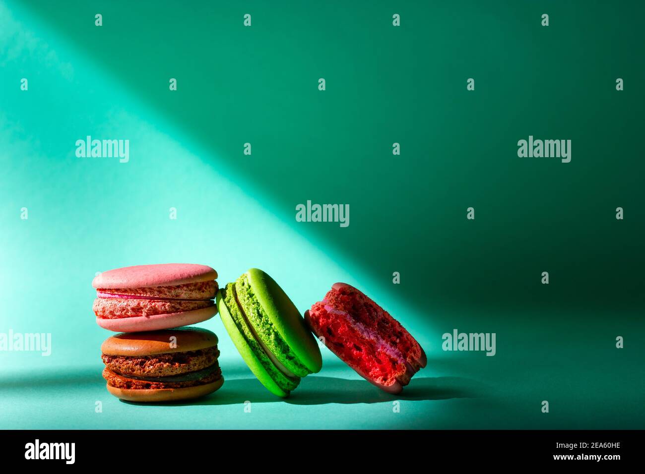 Colored French macaroon cookies. Dessert made from almond flour Stock ...