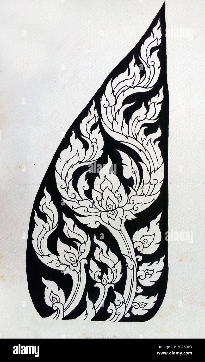 Art ,drawing ,Thai pattern, Ancient, Thai land Stock Photo - Alamy