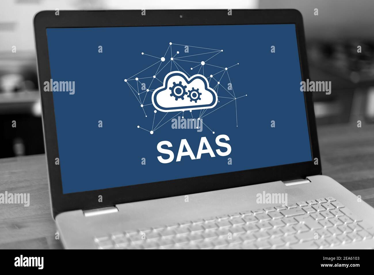 Laptop screen with saas concept Stock Photo - Alamy