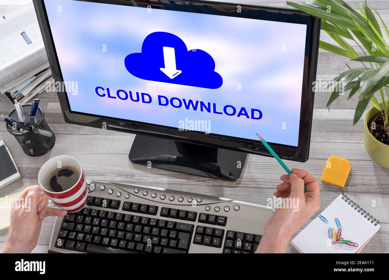 Data download concept on a computer screen Stock Photo - Alamy