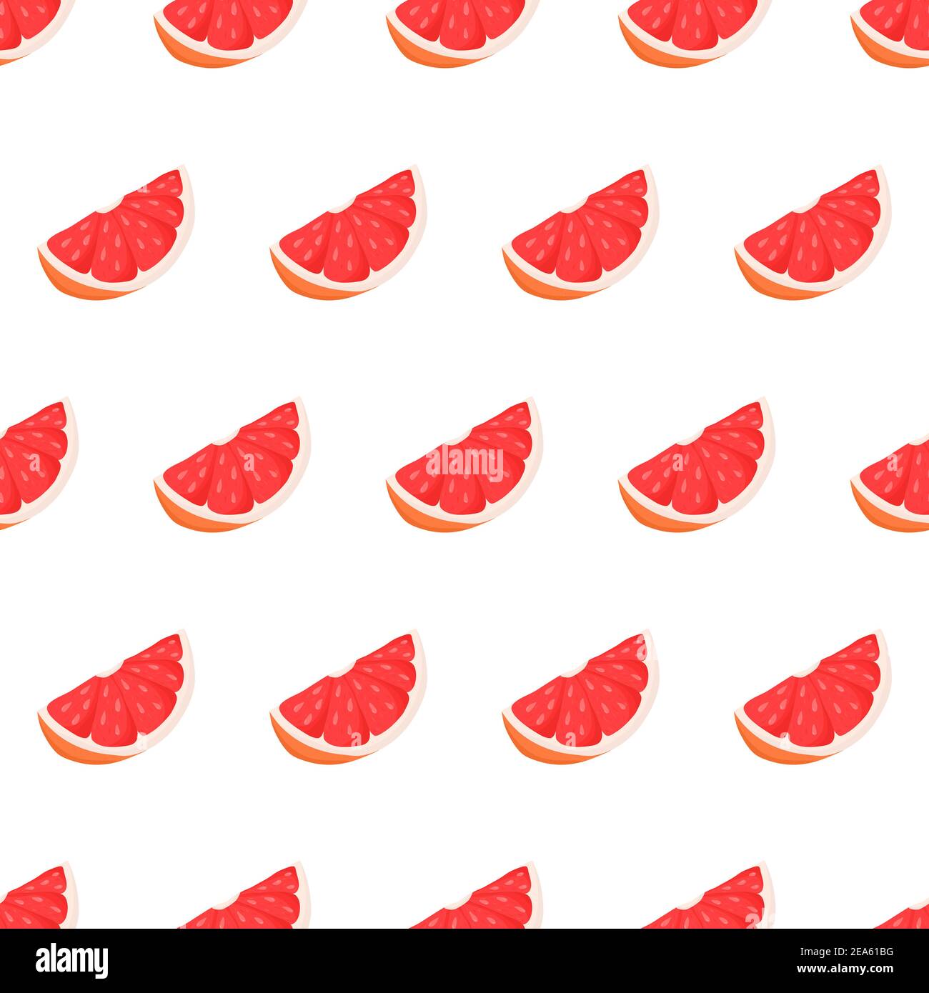 Red grapefruit slice seamless pattern. Vector nature graphic background. Healthy food backdrop ...