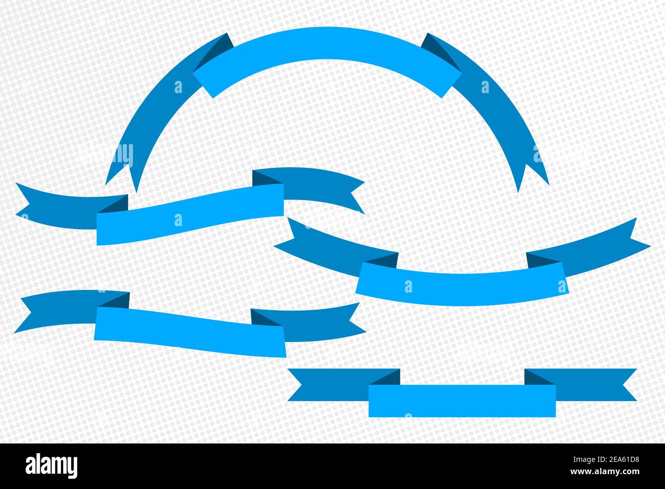 Set of blue flat ribbons isolated on white background. Ribbon banner ...