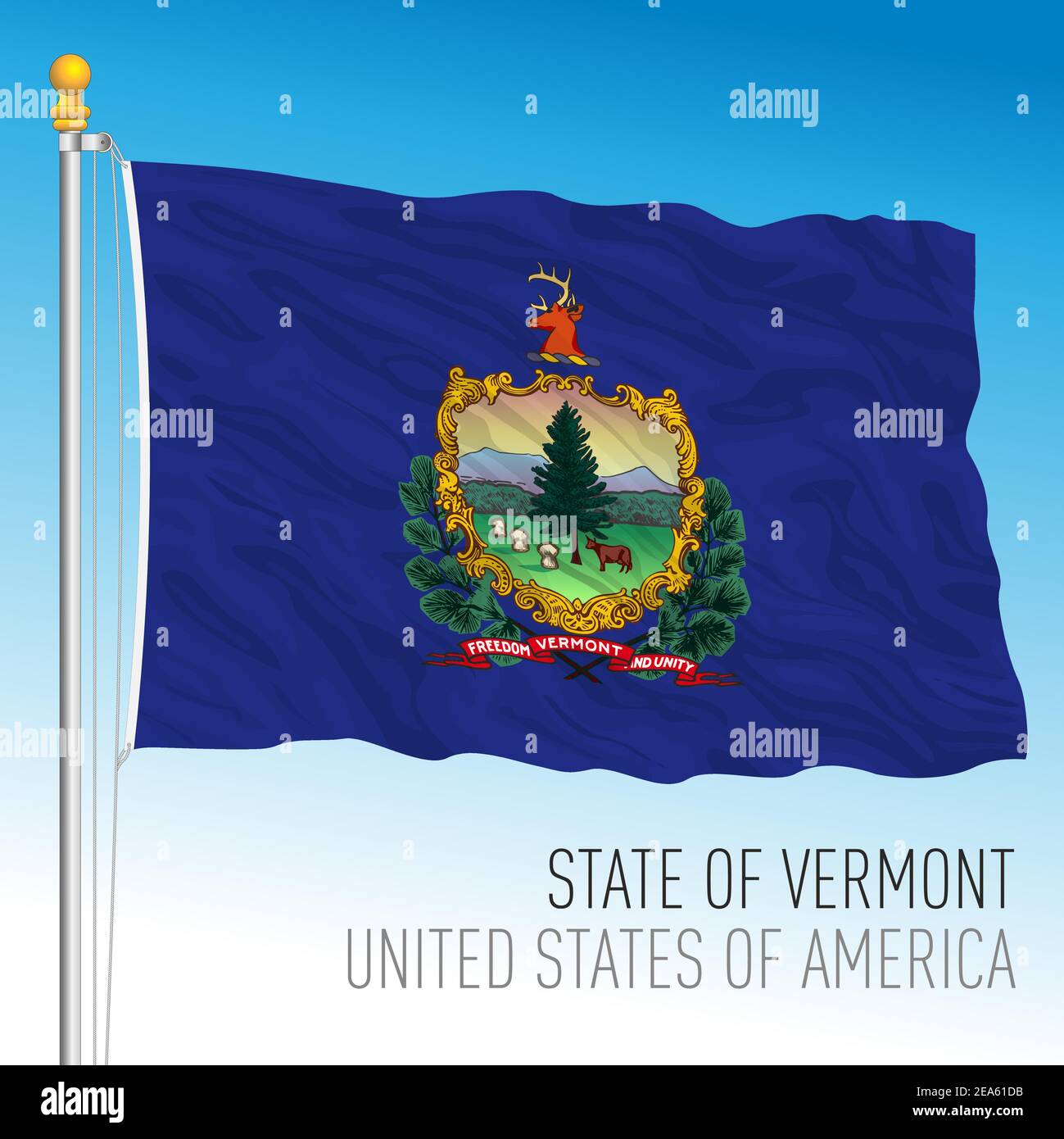 Vermont federal state flag, United States, vector illustration Stock ...