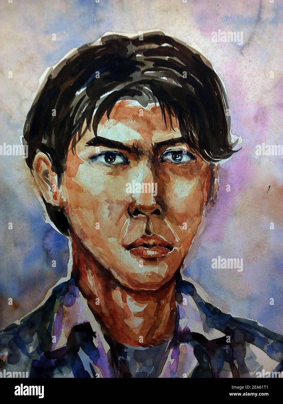 Watercolor Painting Portrait Man