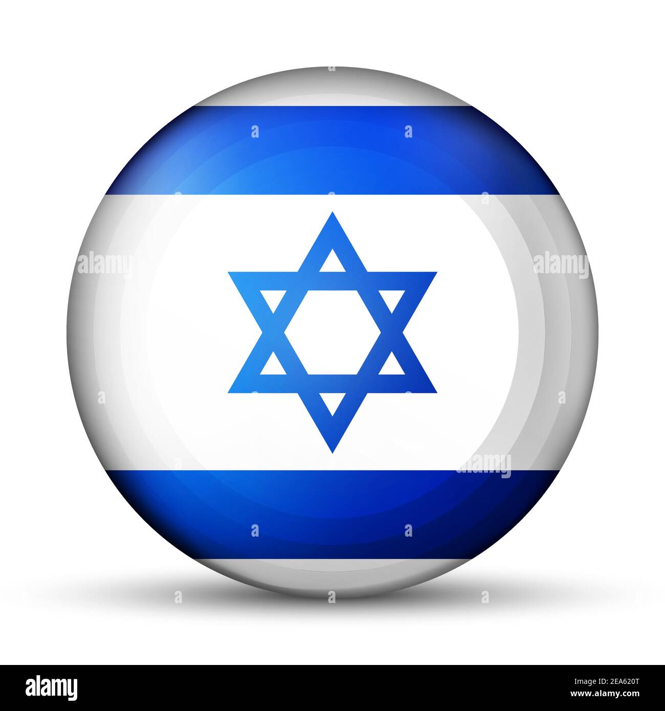 Glass light ball with flag of Israel. Round sphere, template icon ...