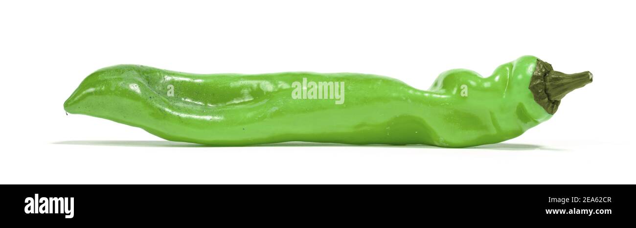 Unnatural green sweet pointed pepper, isolated on white background ...