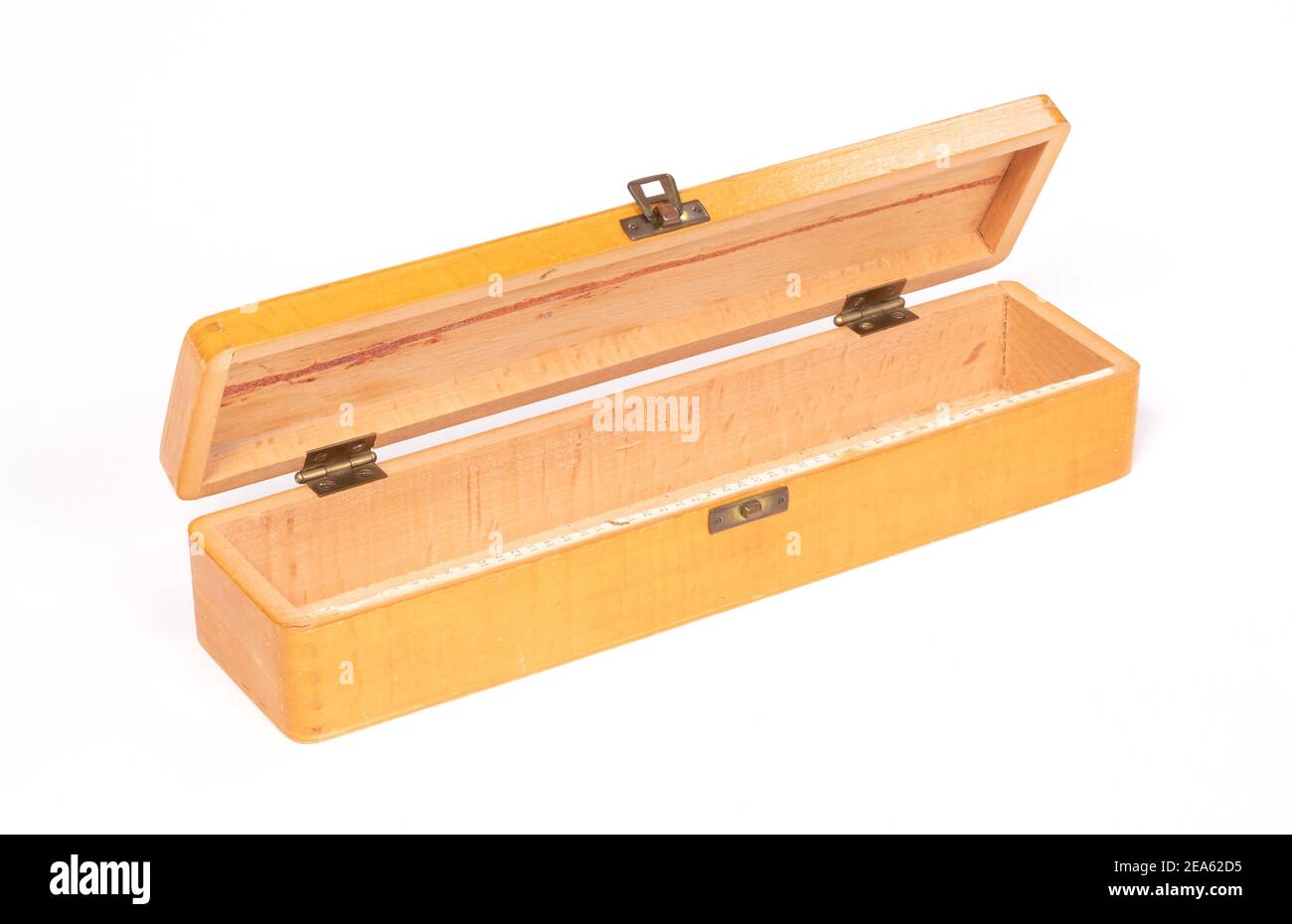 Old open wood box, isolated on white background Stock Photo - Alamy