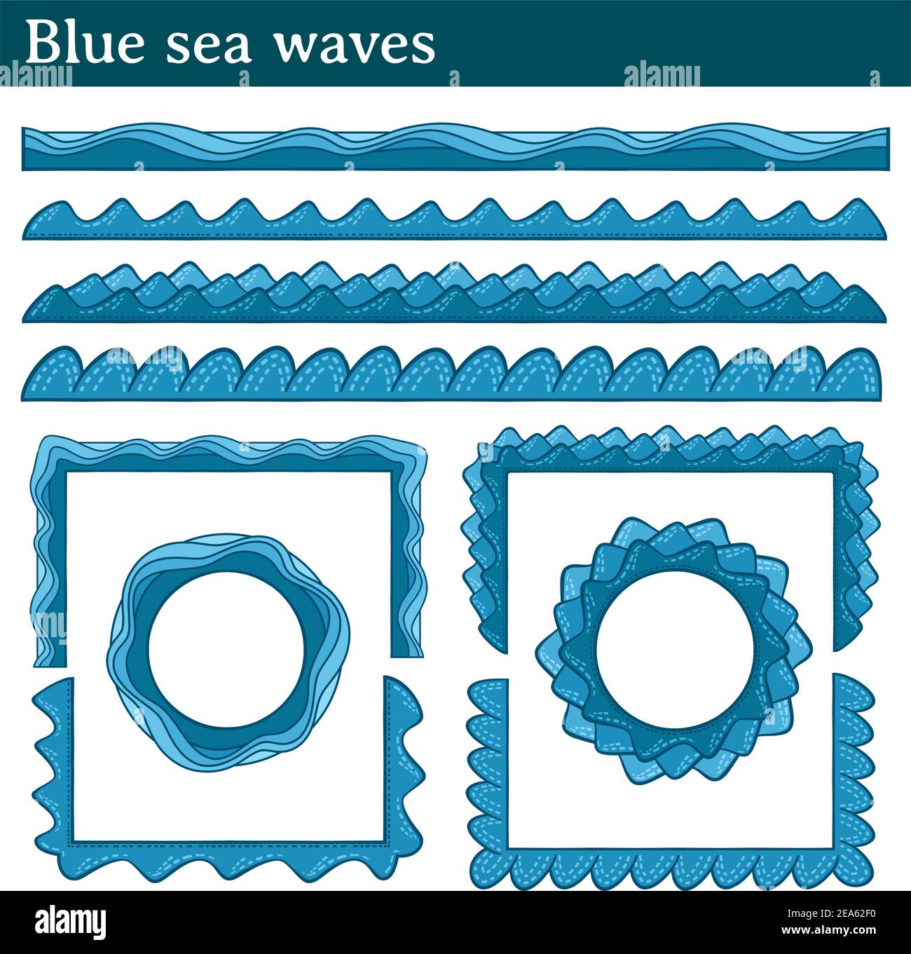 4 different vector brushes with waves. All brushes include outer and ...