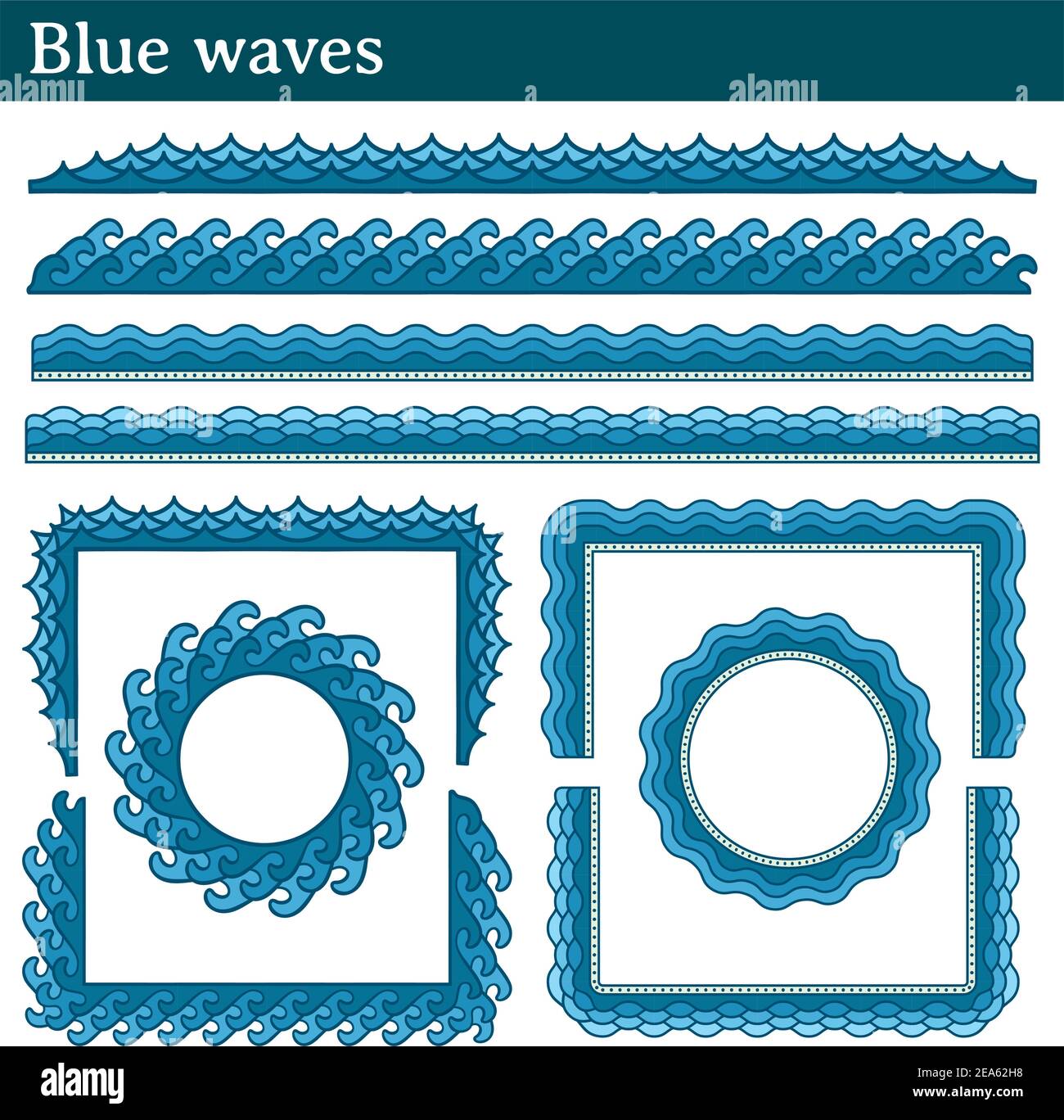 4 different vector brushes with waves. All brushes include outer and ...