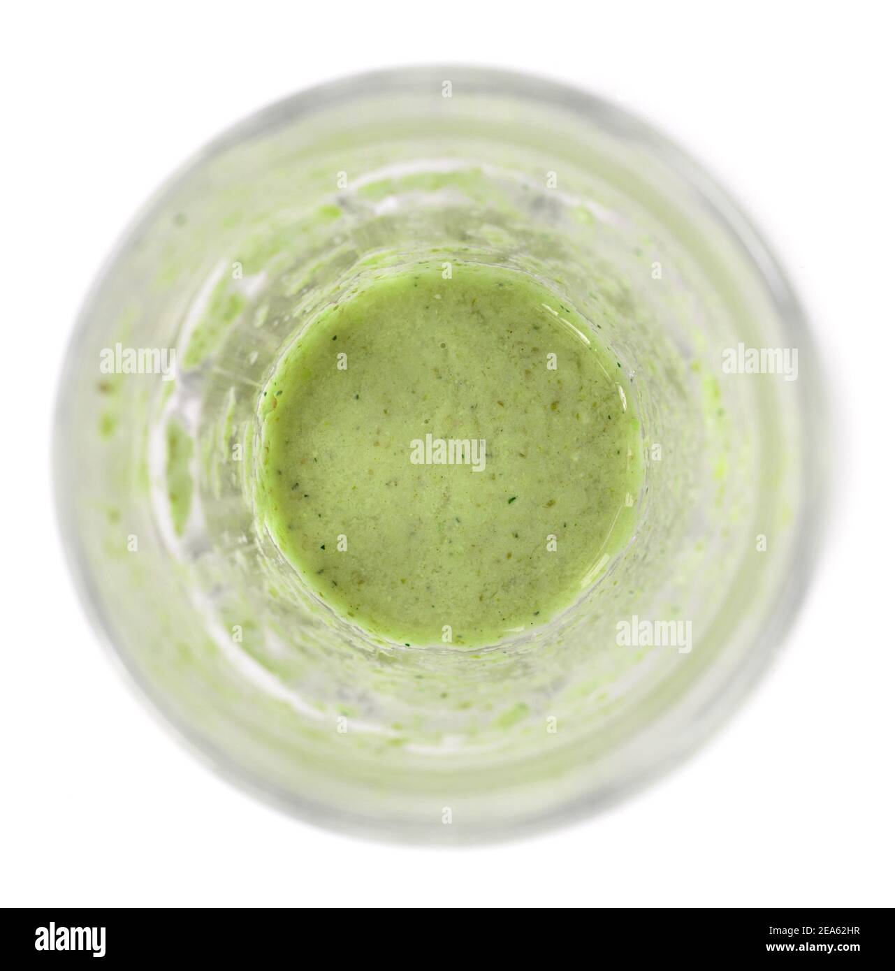 Empty glass of homemade smoothie, isolated on white, top view Stock ...