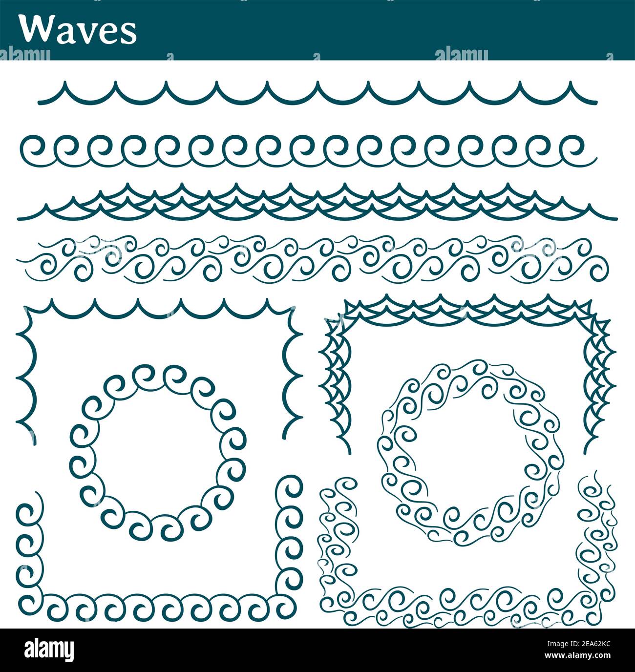 4 different vector brushes with waves. All brushes include outer and ...