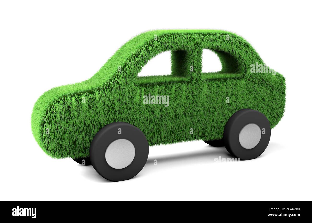 Grass car. Electric vehicle with renewable energy. isolated on white ...