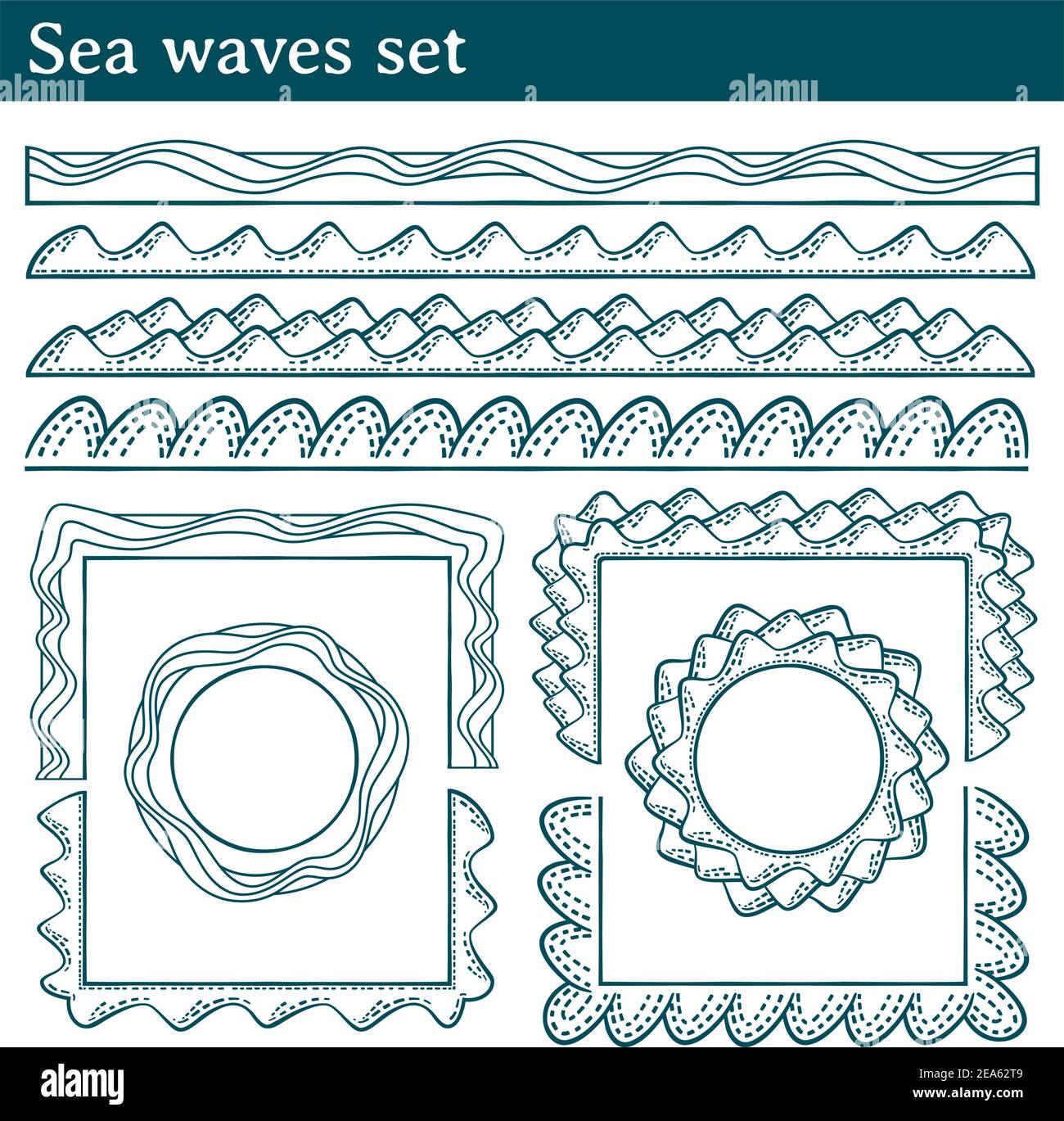 4 different vector brushes with waves. All brushes include outer and ...