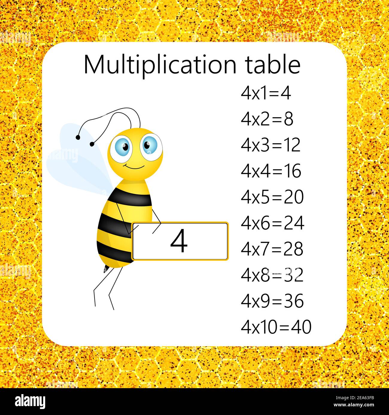 Multiplication Square. School vector illustration wuth bee ...