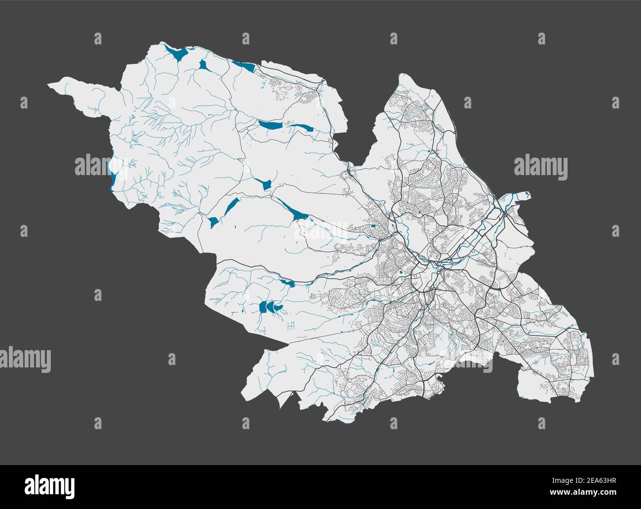 Sheffield map. Detailed map of Sheffield city administrative area ...