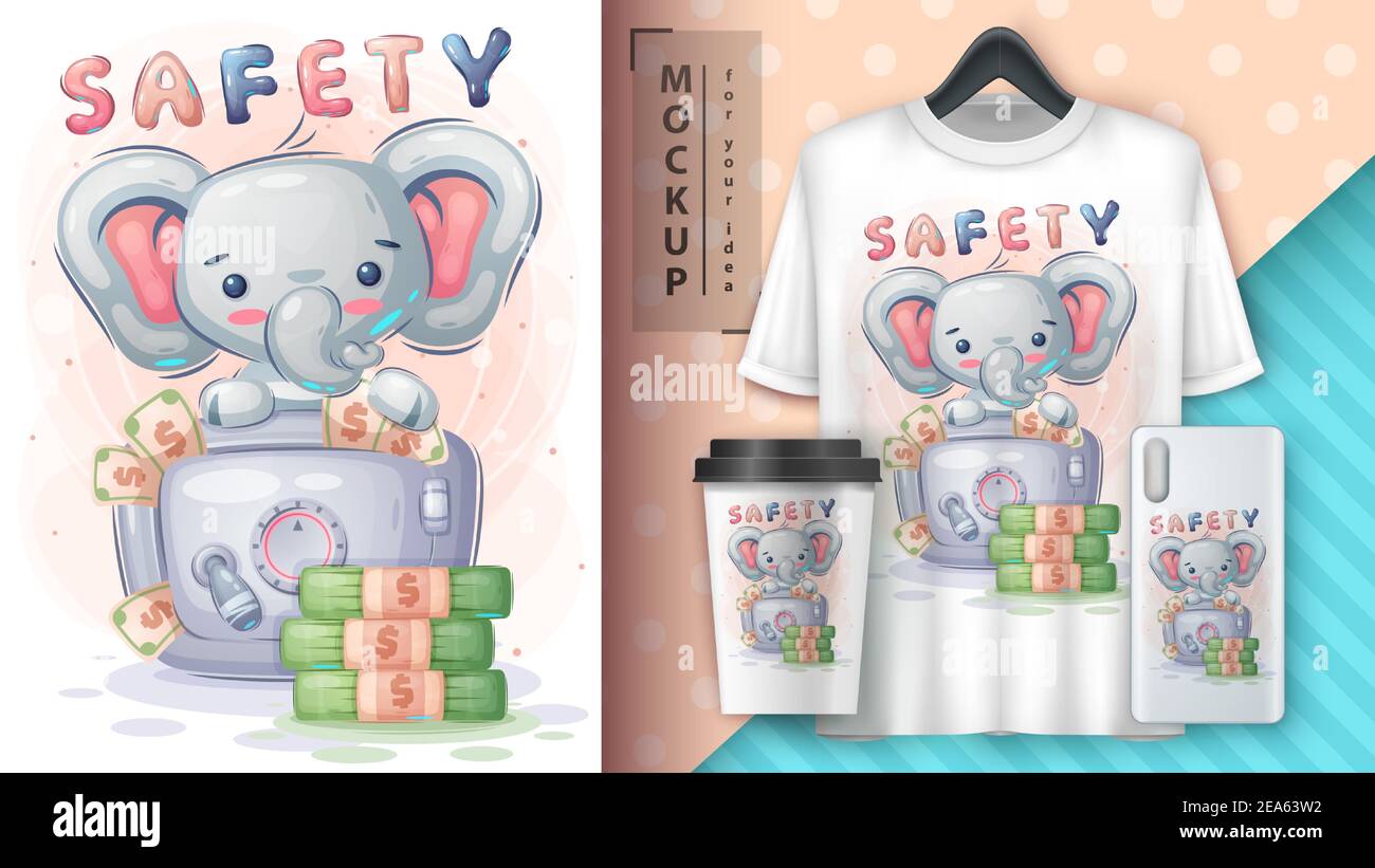 Elephant is saving money poster and merchandising Stock Vector Image ...