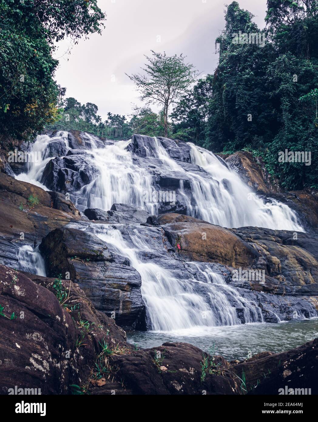 Sathmahal Ella beautiful waterfall close up landscape photograph Stock ...