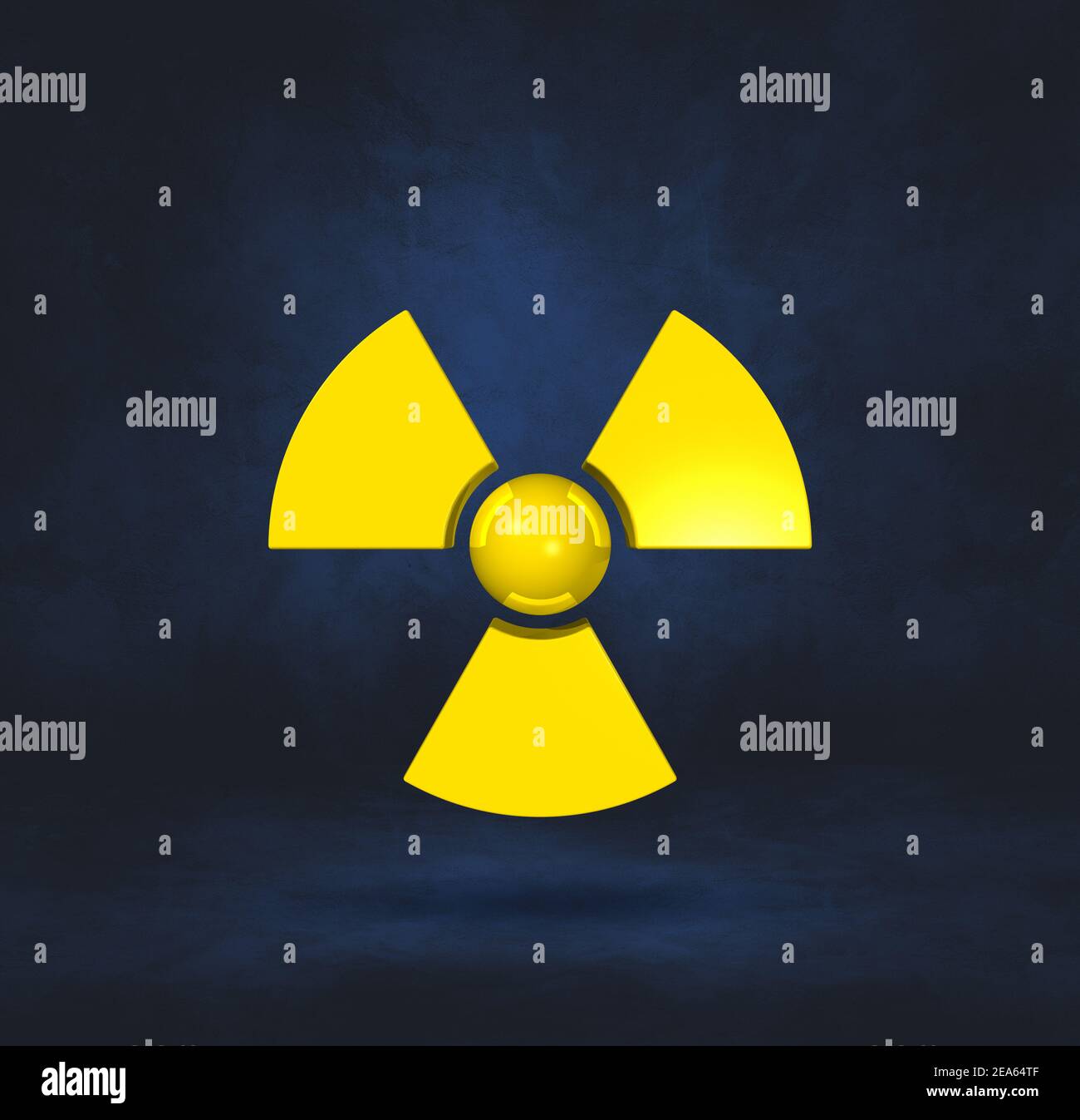 Radioactive symbol isolated on a dark blue studio background. 3D ...