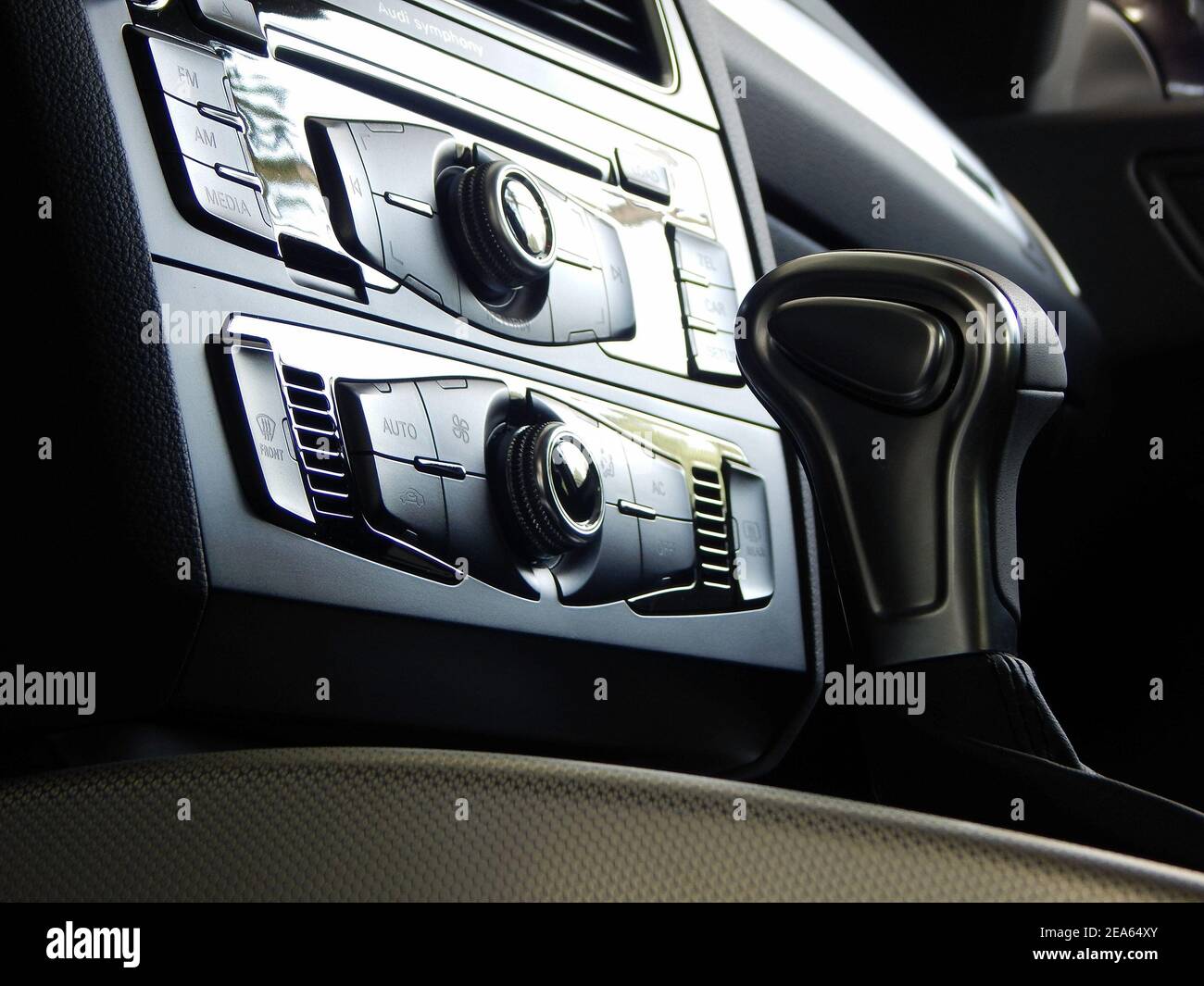 Mode Selector And Gearbox Knob At Central Panel In Car Stock Photo - Alamy