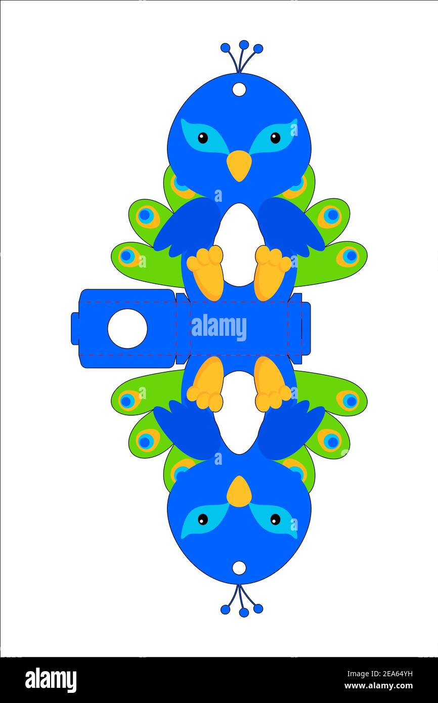 Cute easter egg holder peacock template. Retail paper box for the ...