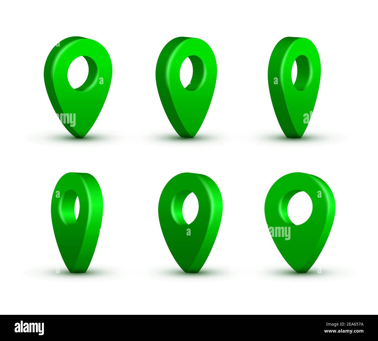 Shiny green realistic map pins set. Vector 3d pointers isolated on ... Shiny green realistic map pins set. Vector 3d pointers isolated on ...