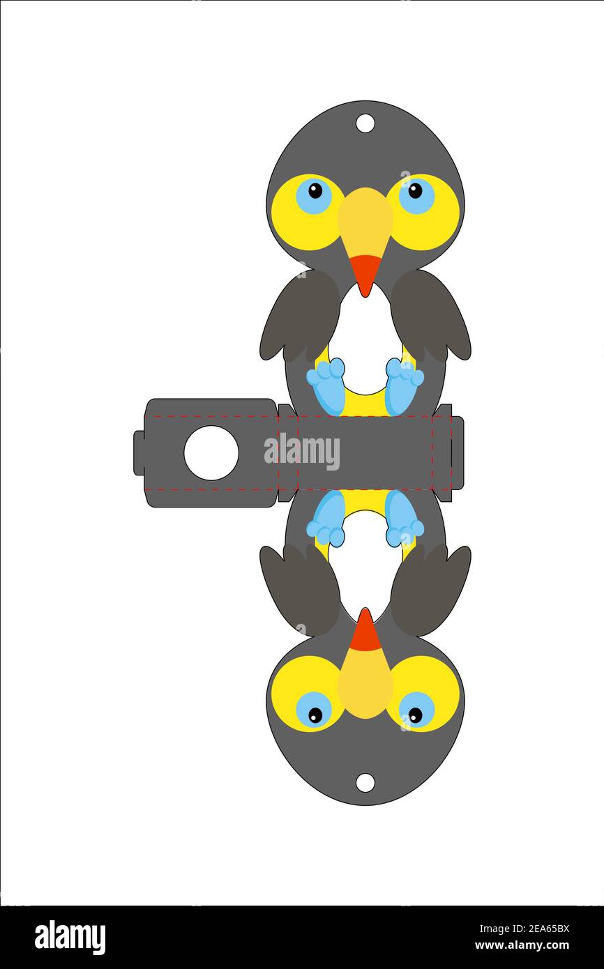 Cute easter egg holder toucan template. Retail paper box for the easter ...