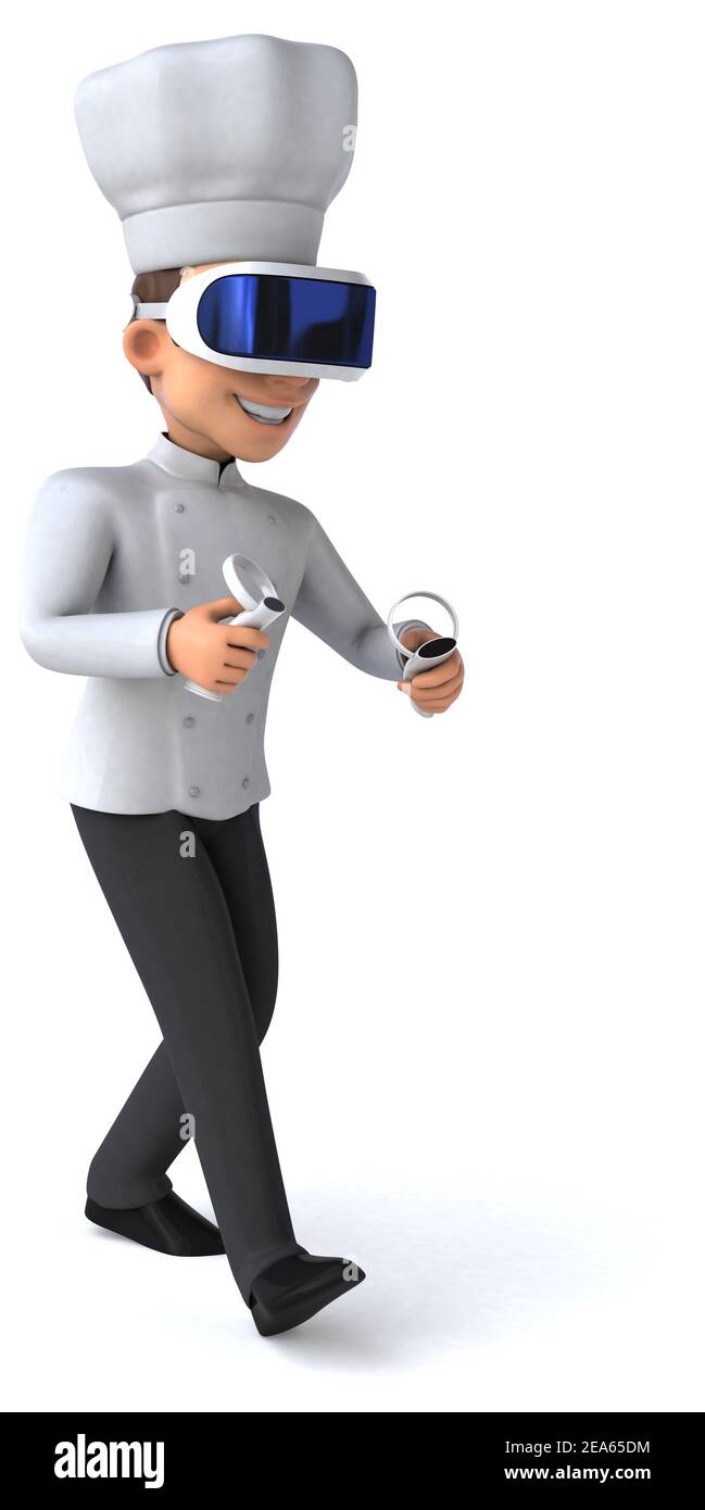 Fun 3D Illustration of a chef with a VR Helmet Stock Photo - Alamy