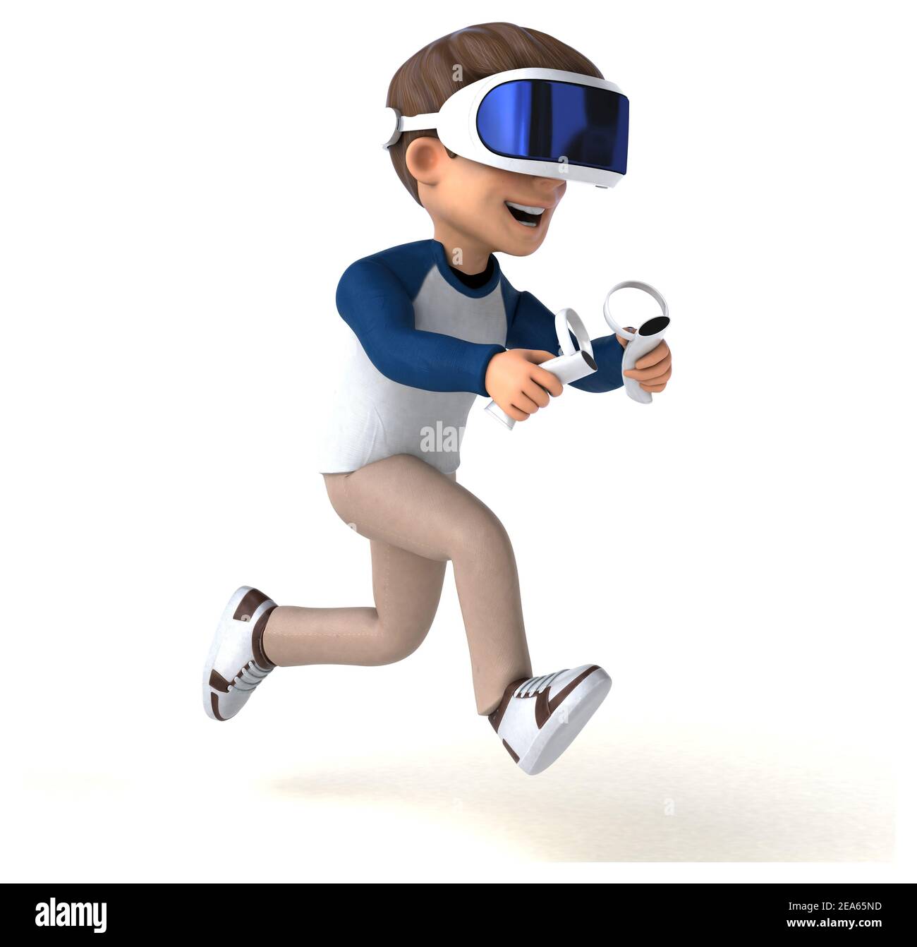 Fun 3D illustration of a cartoon kid with a VR helmet Stock Photo - Alamy