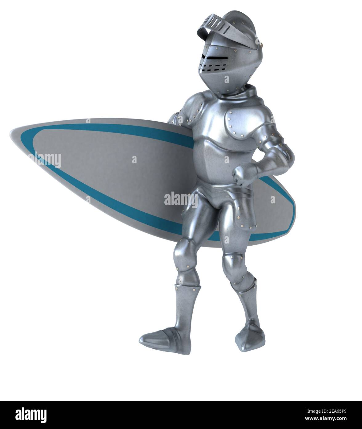 Fun 3D cartoon knight surfing Stock Photo - Alamy
