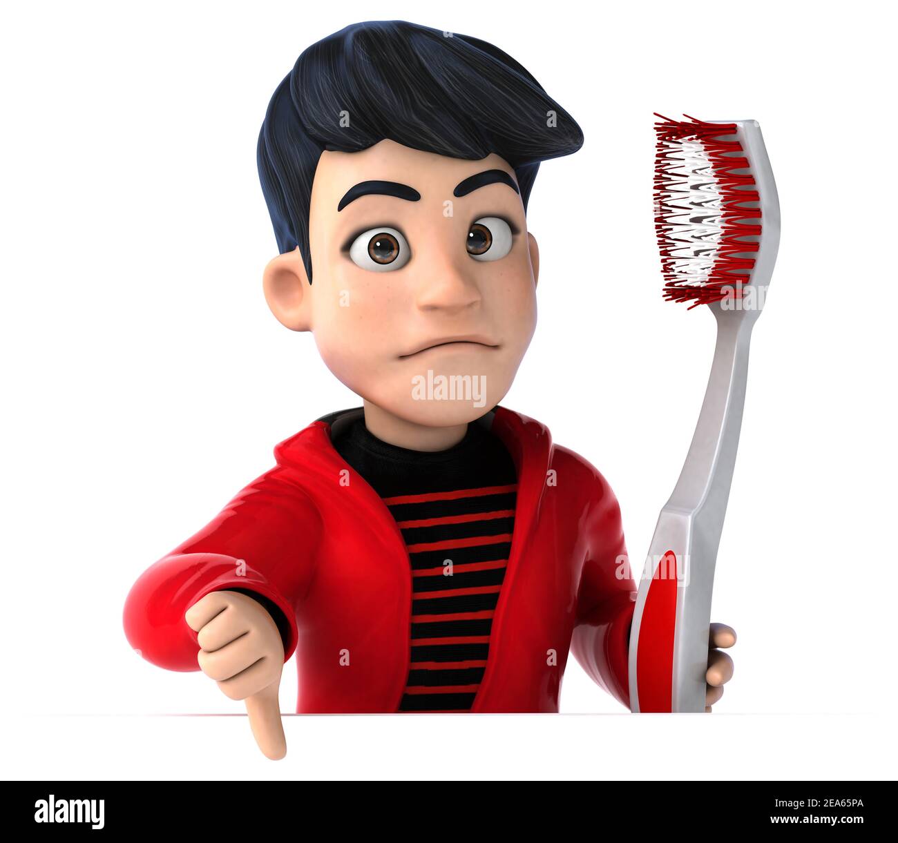 Fun 3D cartoon teenage boy with a toothbrush Stock Photo - Alamy