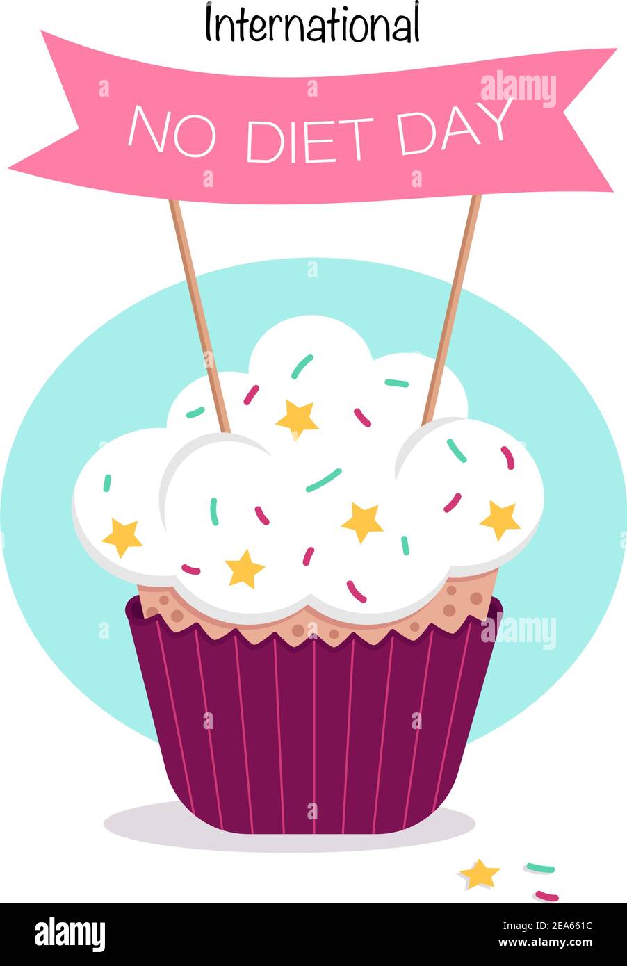 International No Diet Day. Delicious sweet cake Stock Vector Image ...